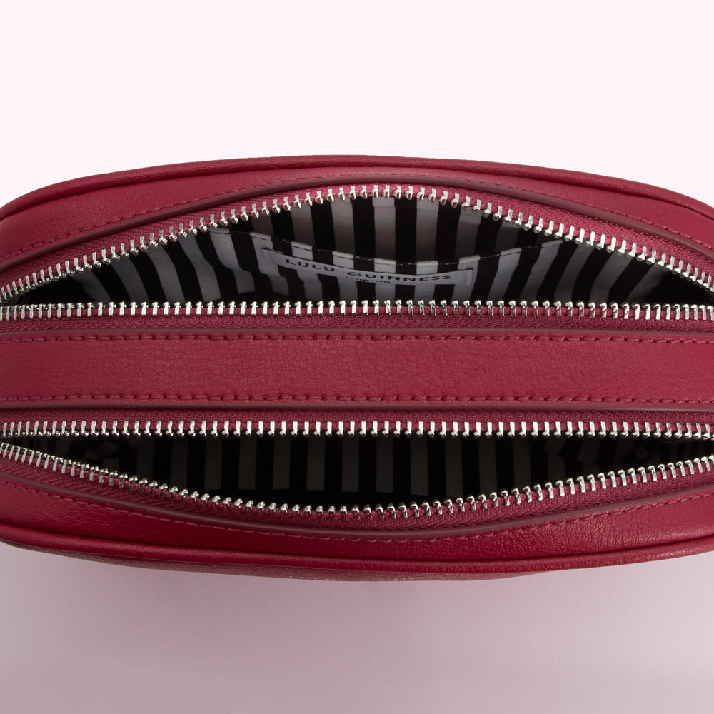 Raspberry Leather Cole Crossbody Bag | Lulu Guinness