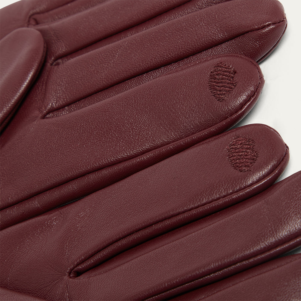 Garnet Red Contrast Lip Leather Gloves | Leather Gloves | Lulu Guinness