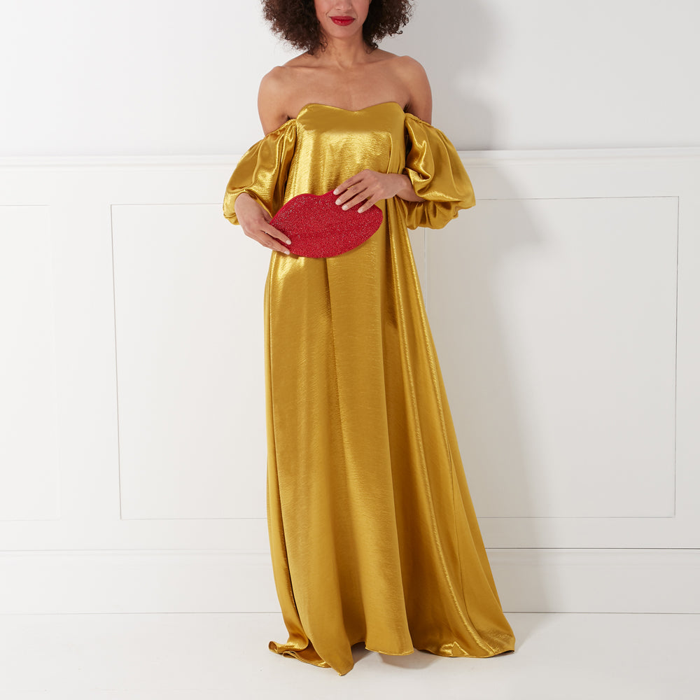 Lulu Red Glass Bead Lip Clutch | Lulu Guinness