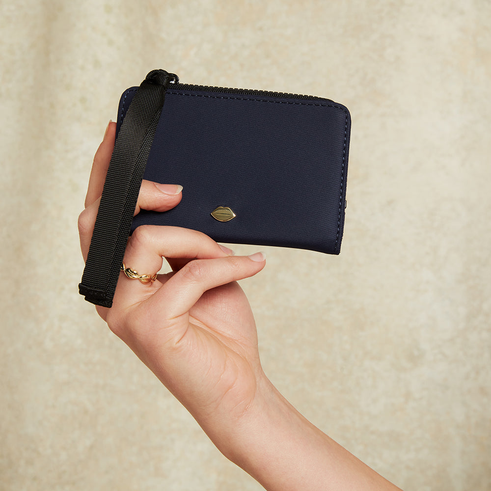 Navy Nylon Mila Wallet | Designer Wallets | Lulu Guinness