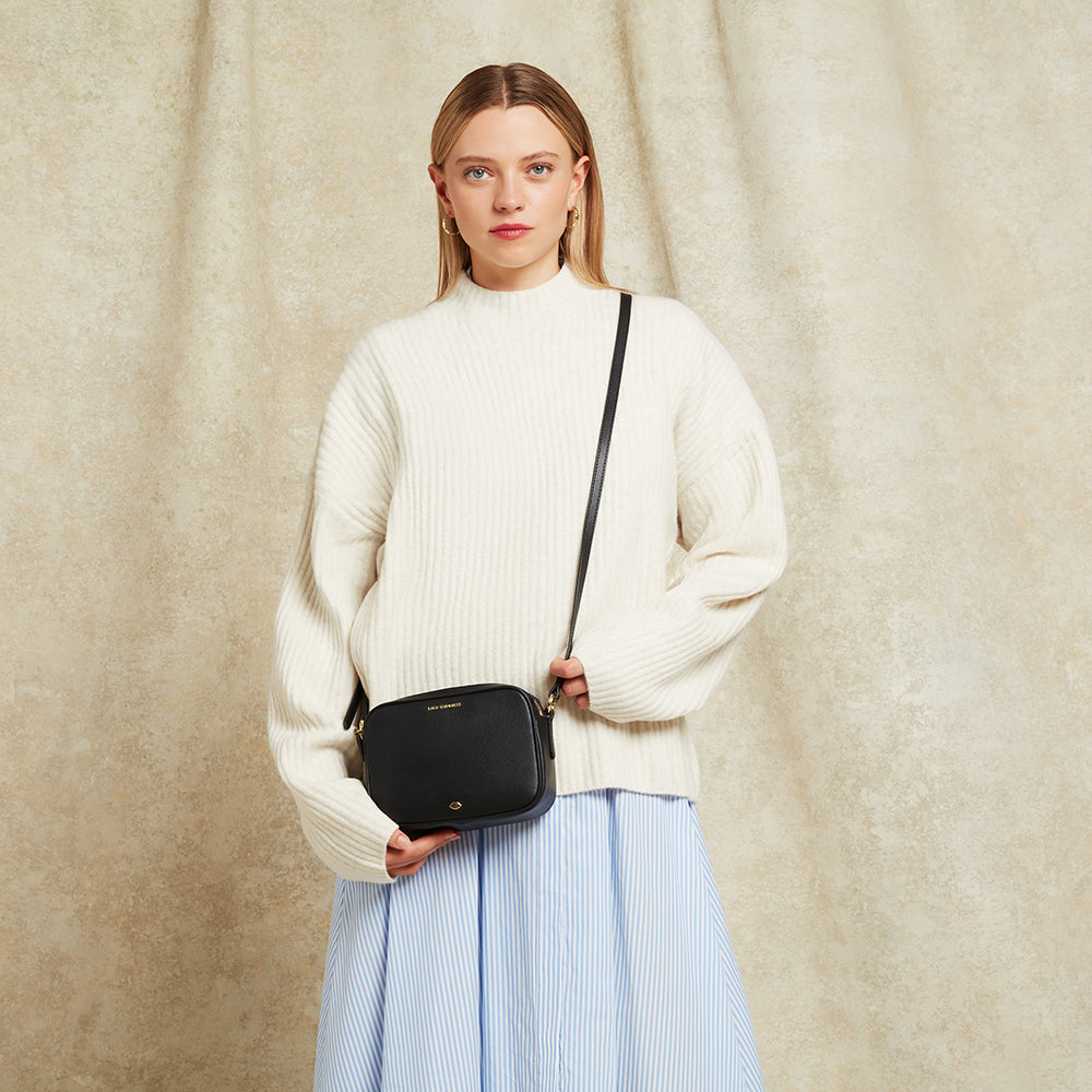 Black Leather Cole Crossbody Bag | Lulu Guinness
