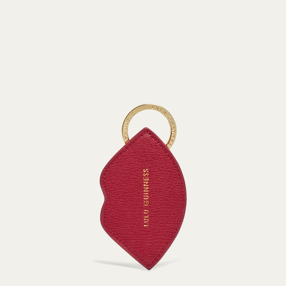 Lulu Red Leather Ollie Keyring | Designer Keyrings | Lulu Guinness