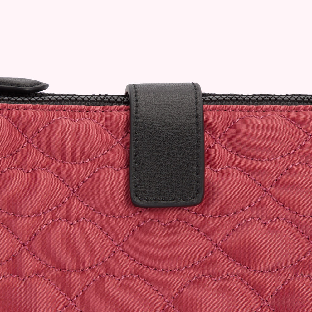 Dusty Pink Quilted Lips Double Makeup Bag | Lulu Guinness