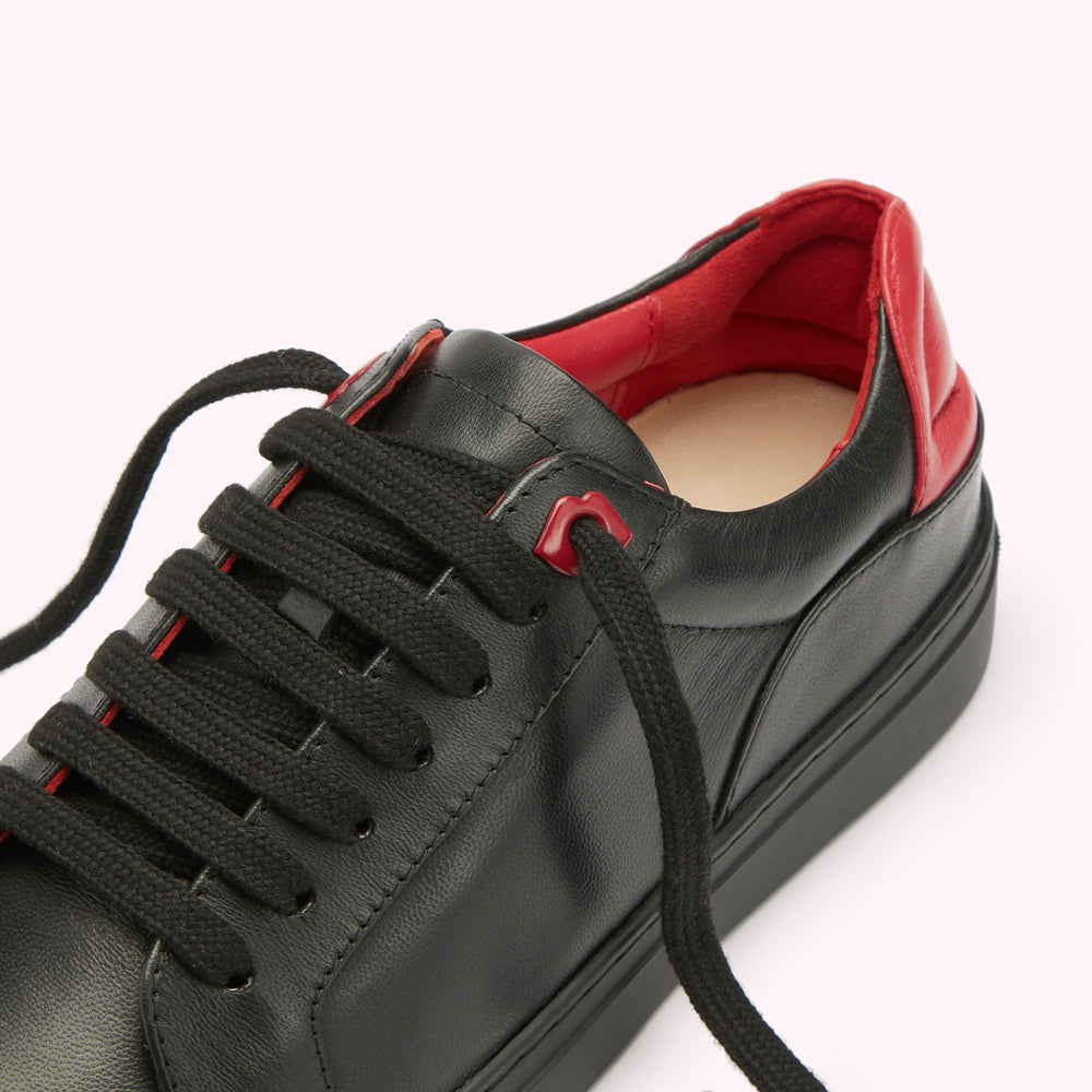Black Leather Lips Natasha Trainers | Lulu Guinness