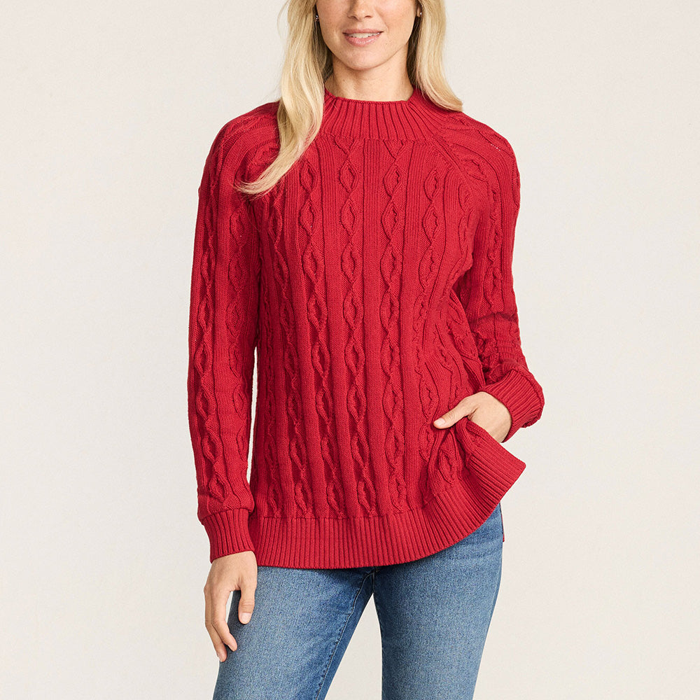 Red Cable Knit Sweater | Lulu Guinness x Lands End