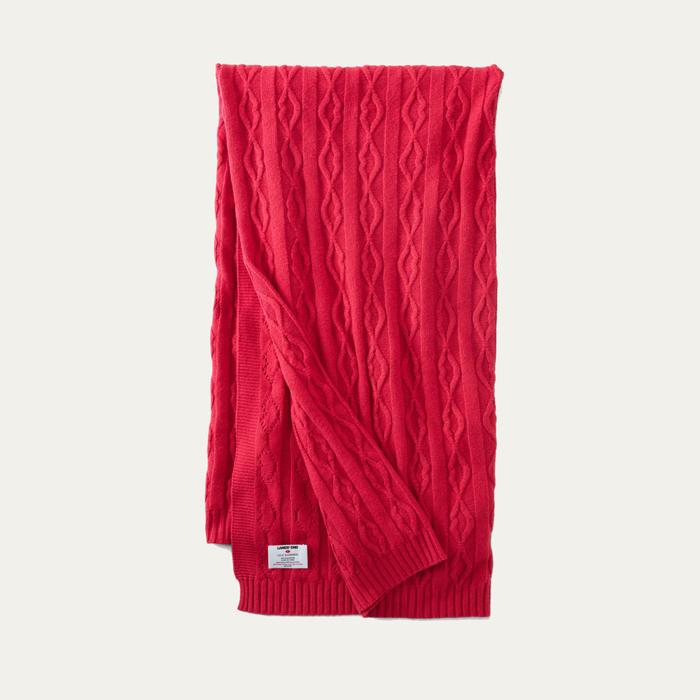 Red Cable Knit Throw | Lulu Guinness x Lands End