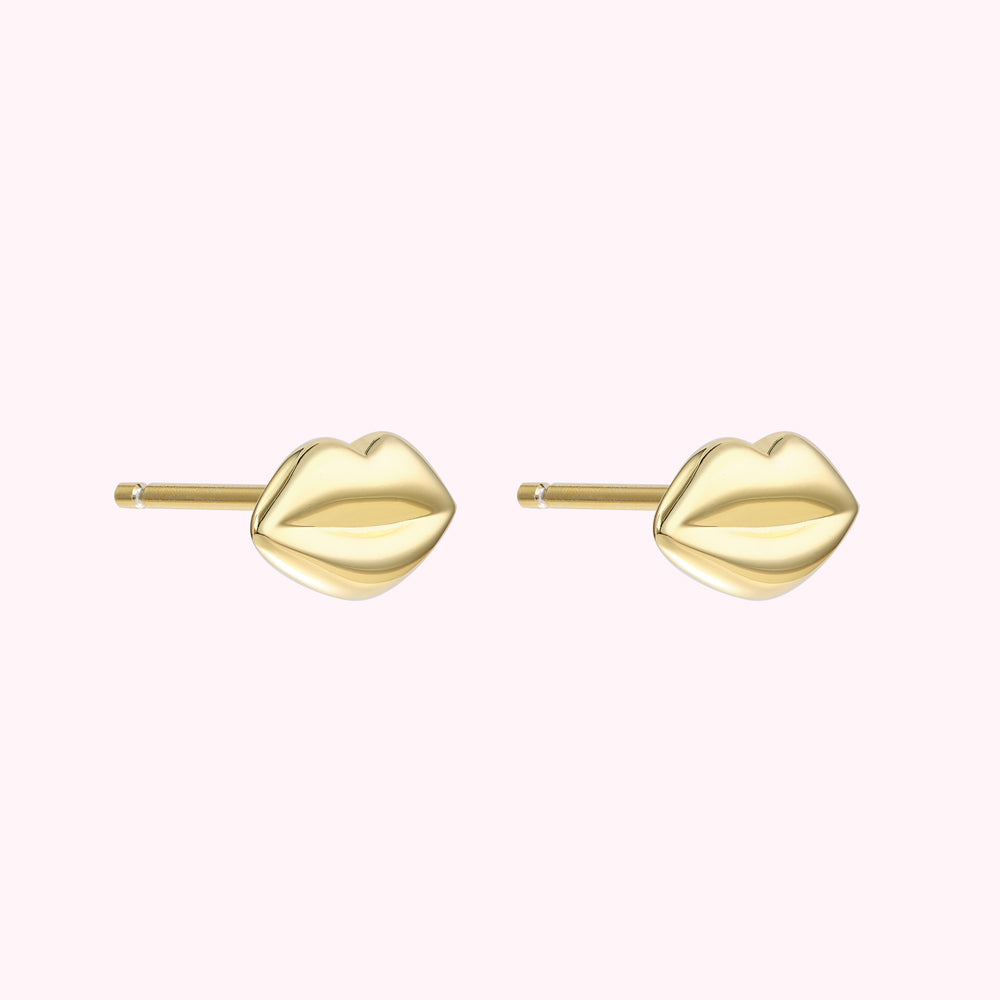 14k Gold Plated Luna Lip Stud Earrings | Lulu Guinness