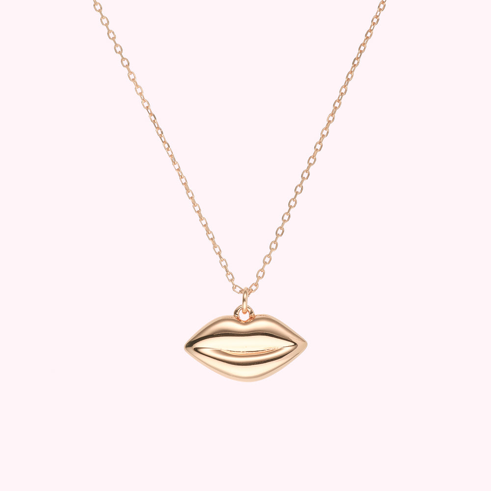 Rose Gold Luna Lip Pendant Necklace | Lulu Guinness