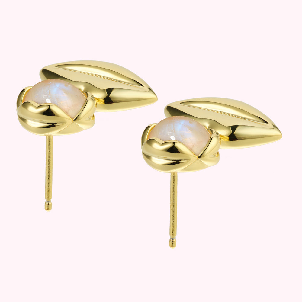 14k Gold Plated Moonstone Lucia Lip Drop Earrings | Lulu Guinness