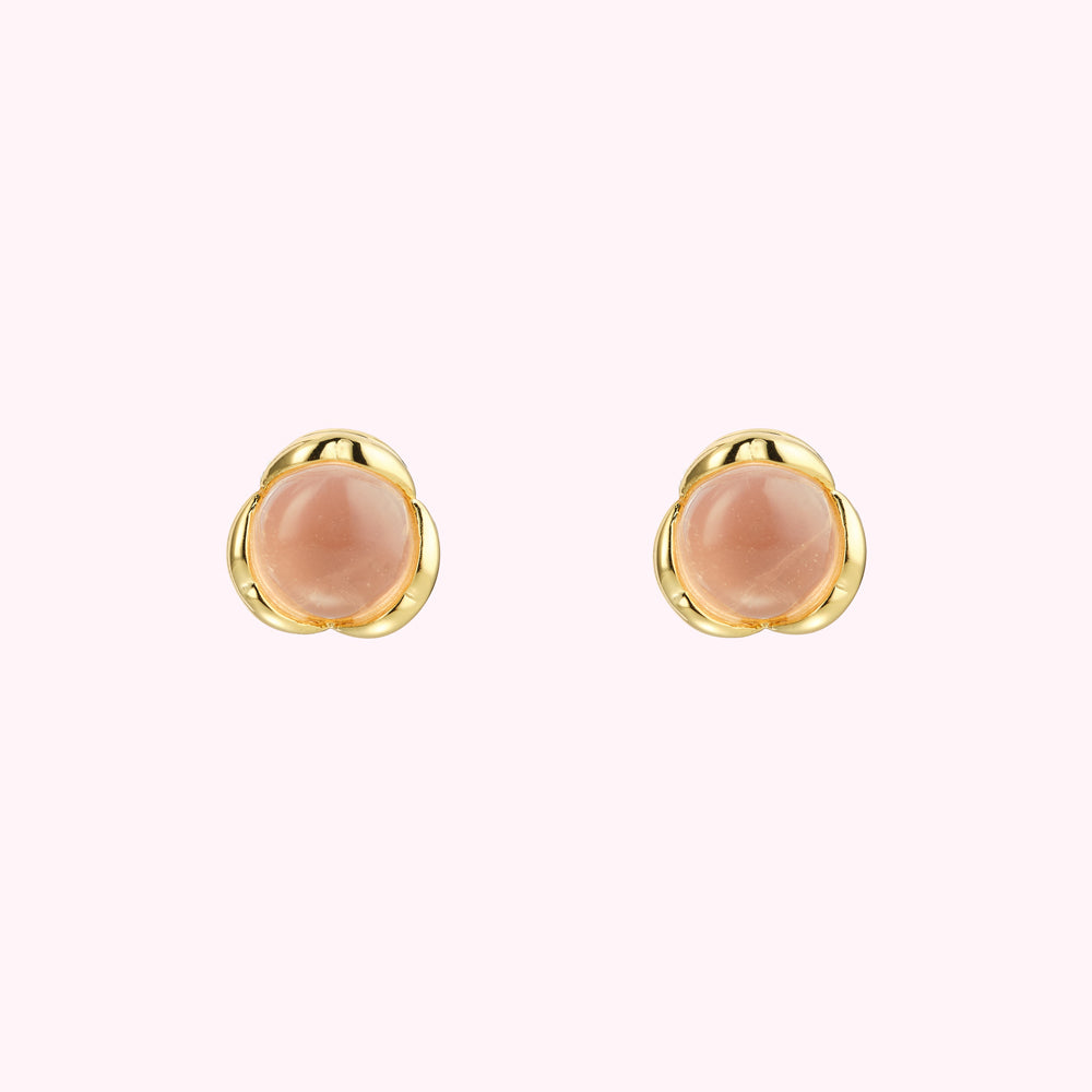 Gold Rose Quartz Lucia Lip Stud Earrings | Lulu Guinness