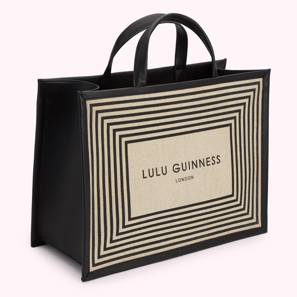 Monochrome Stripe Shopper Tote Bag | Lulu Guinness