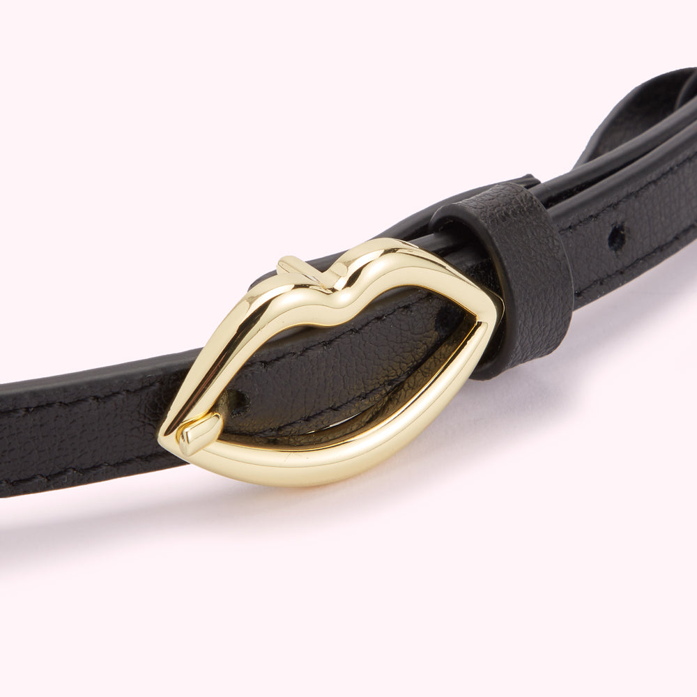 Black Lip Buckle Belt | Lulu Guinness