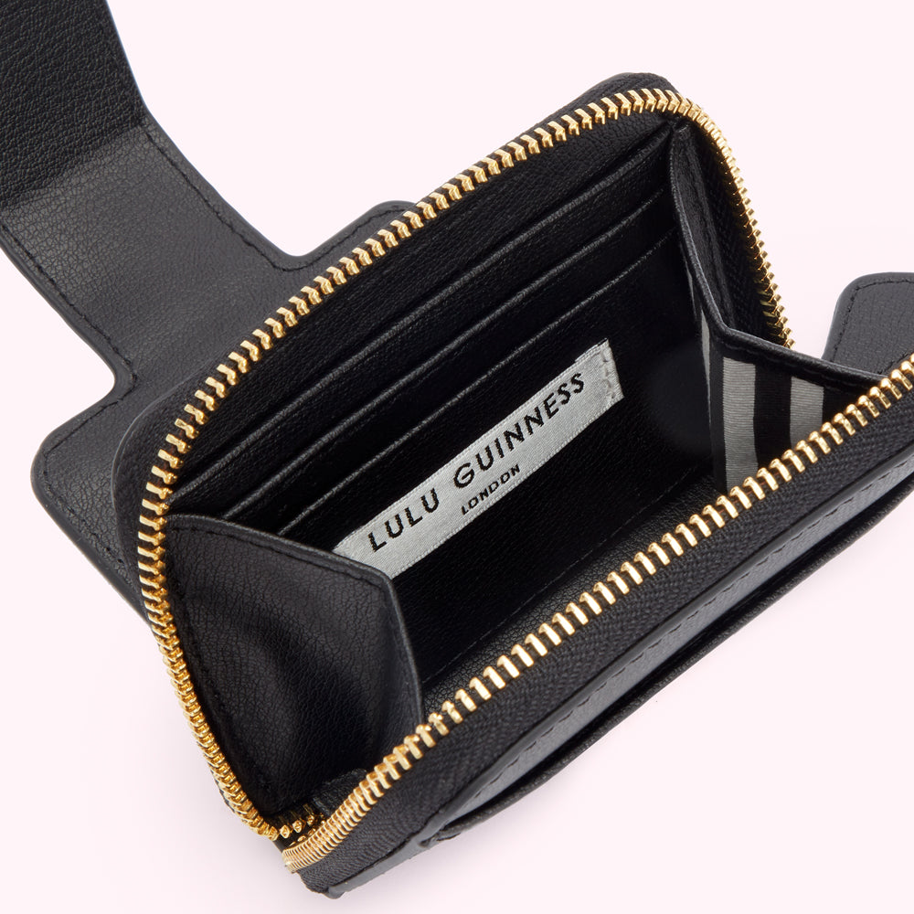 Black & Lulu Red Padded Lip Leather Aida Wallet