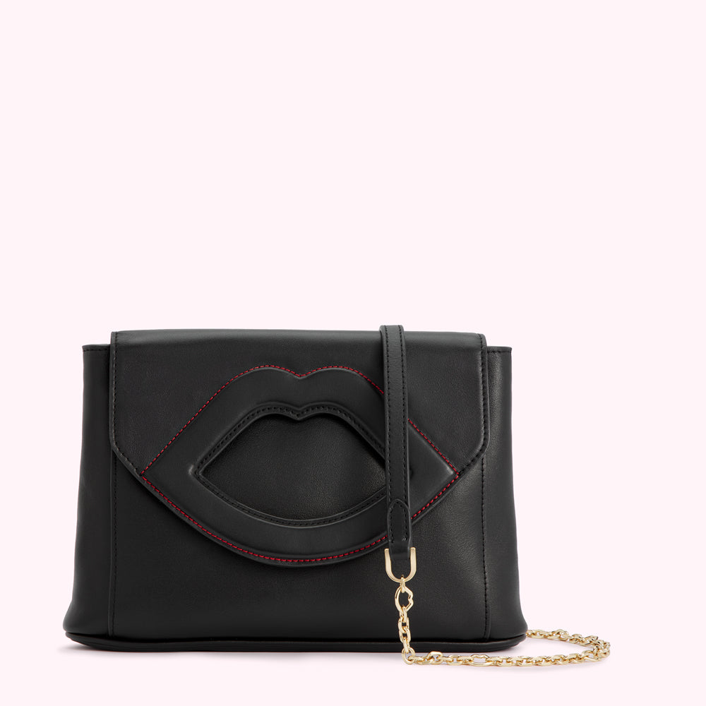 Black Lip Cut Out Emery Clutch Bag | Lulu Guinness