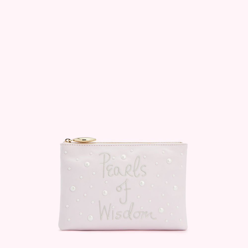 Blush Pearls Of Wisdom Top Zip Pouch | Lulu Guinness