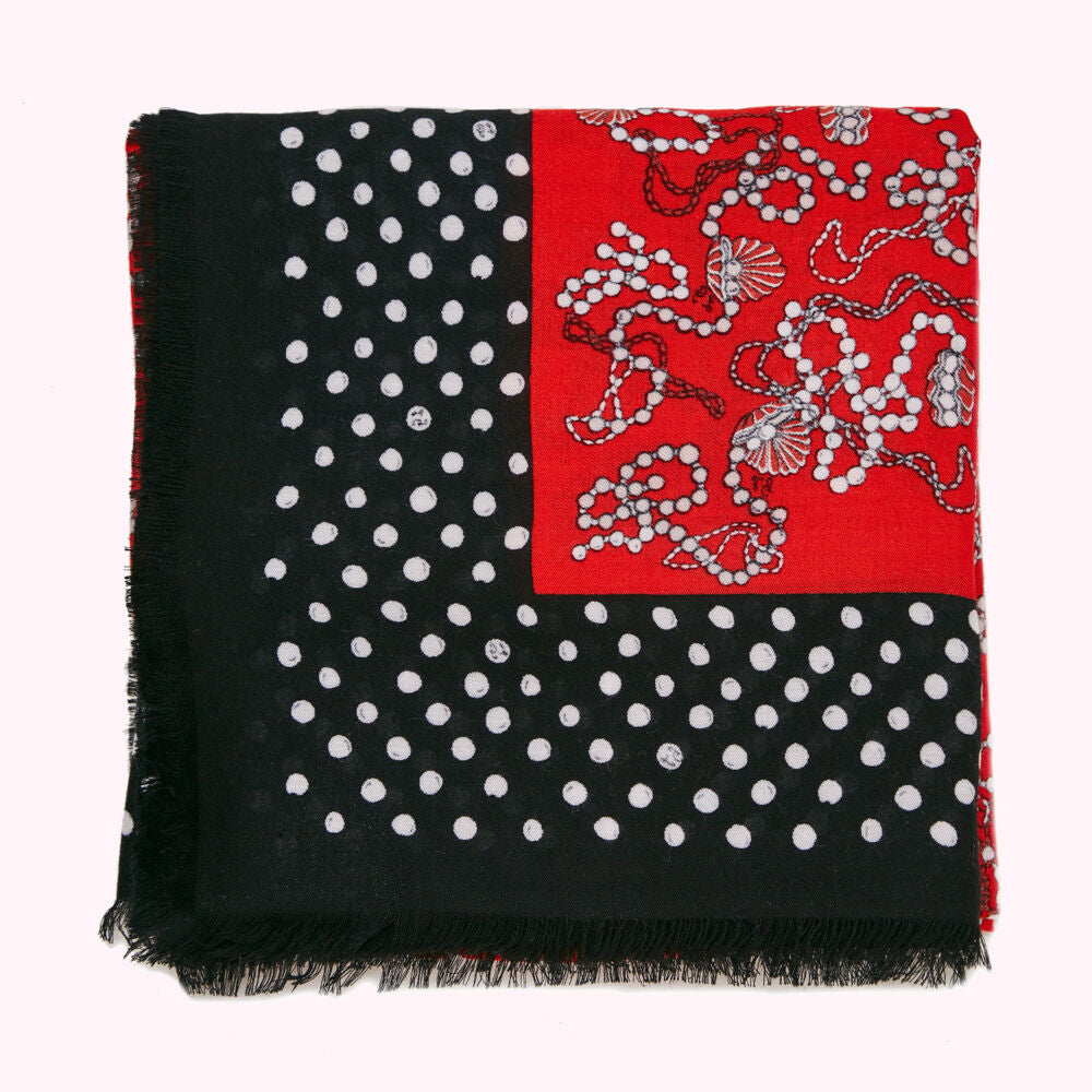 Black Shells and Pearls Modal Scarf | Lulu Guinness
