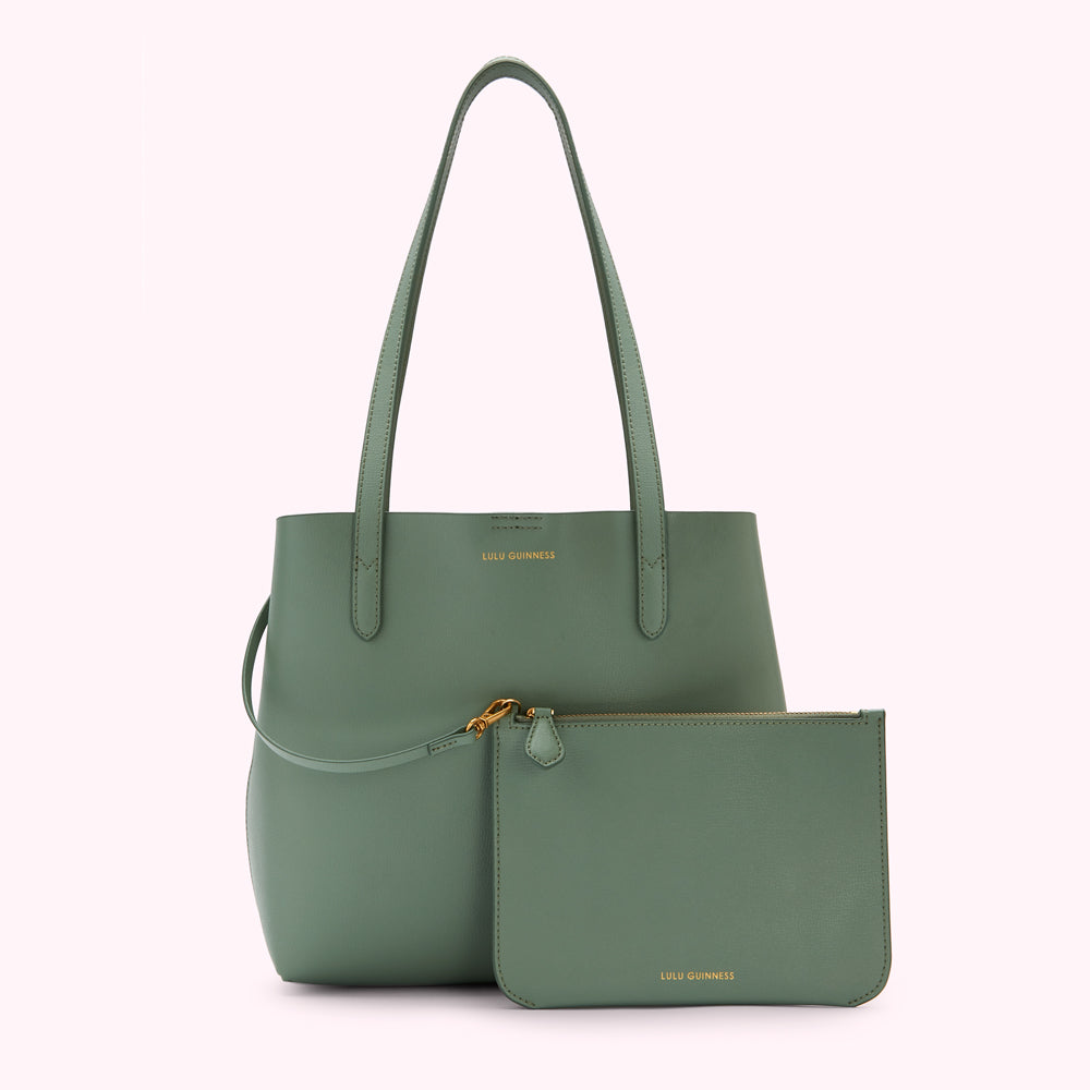 Sage Leather Small Ivy Tote Bag | Designer Handbags