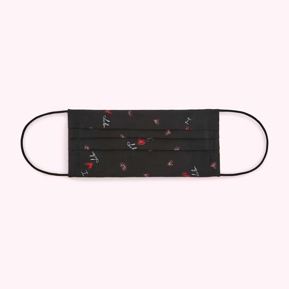 Black I Love Lulu Face Mask | Accessories | Lulu Guinness