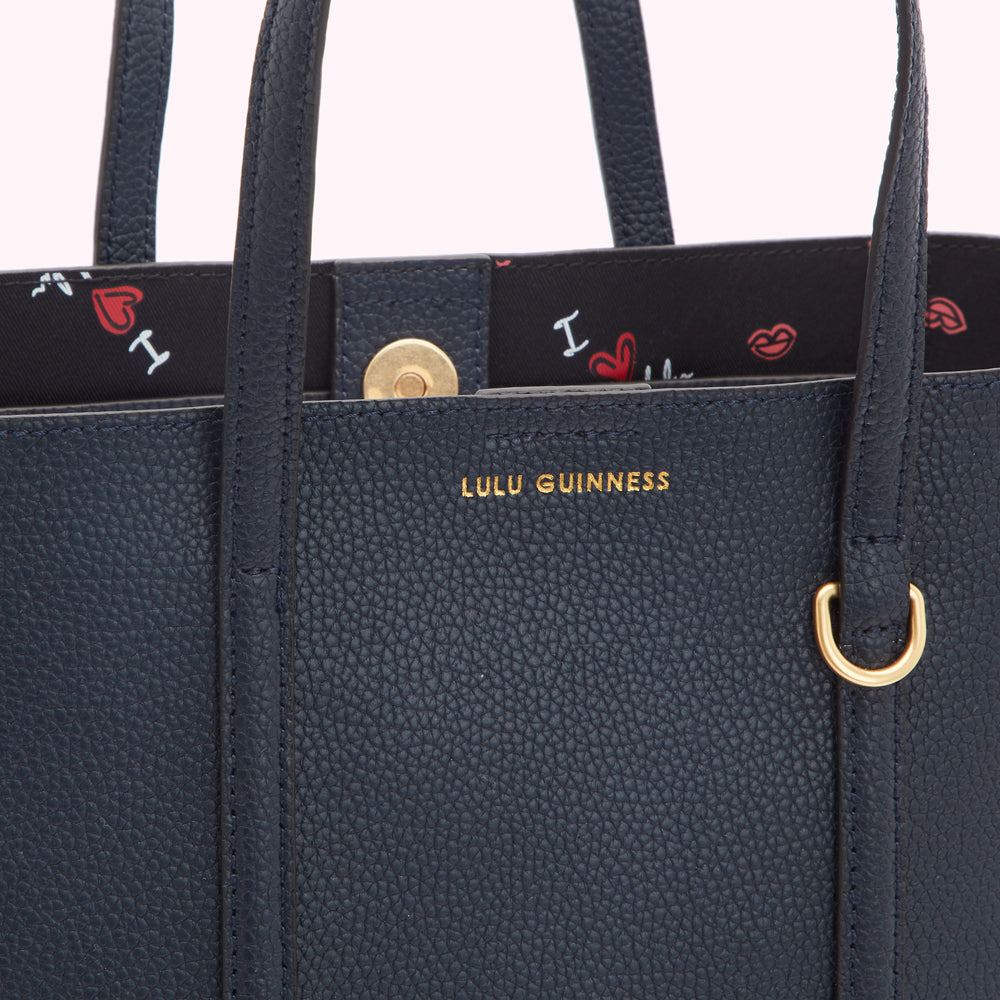 Navy Leather I Love Lulu Garbo Tote Bag